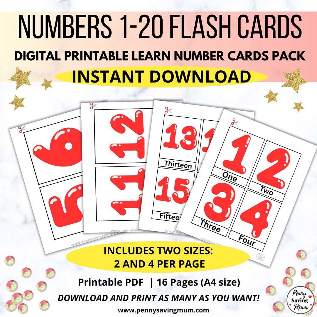 Learn Numbers 1-20, Flash Card Numbers, Learn Counting Numbers ...