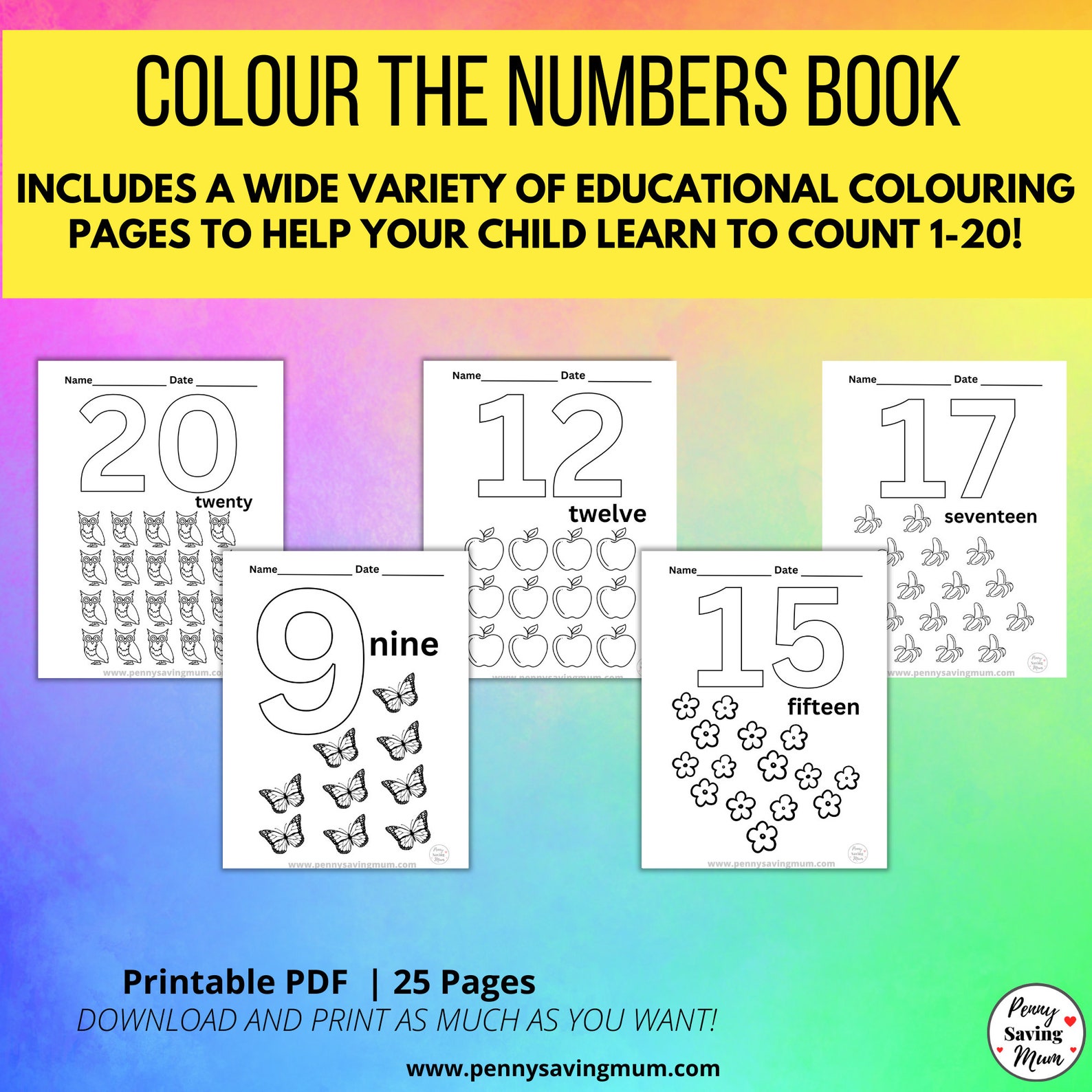 Number Colouring Worksheet Printables First Grade Year One Maths Colour ...