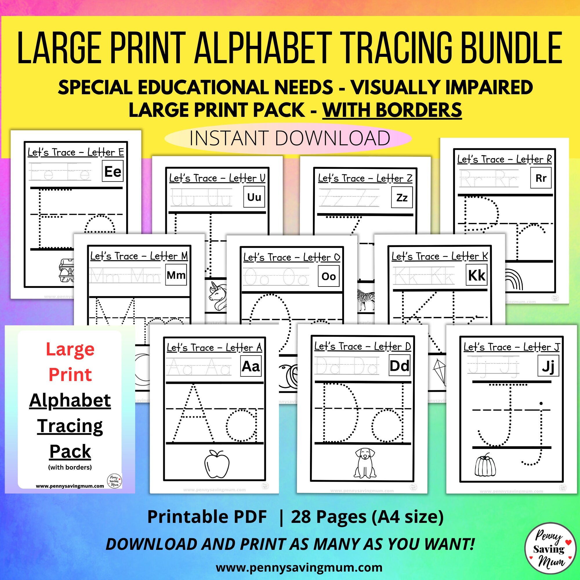 Large Print, Alphabet Tracing, Special Educational Needs, Visually ...