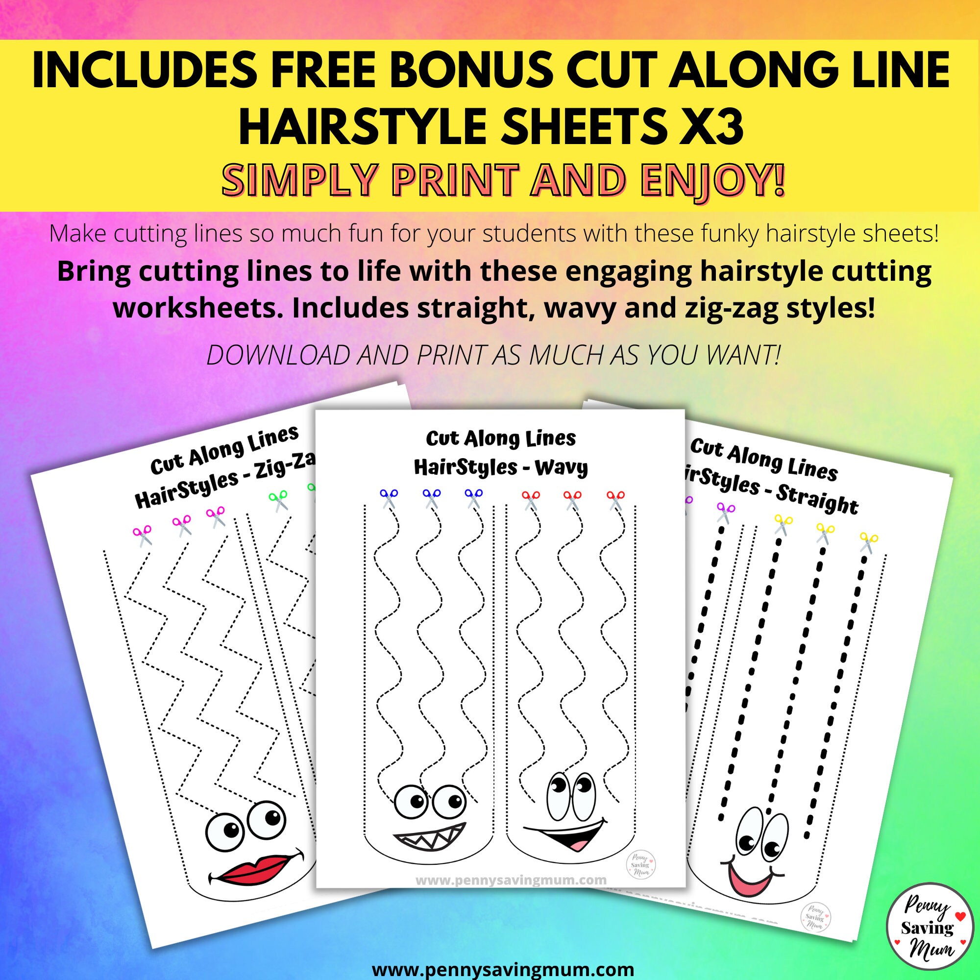 Scissor Paper Cutting Skills Shapes and Lines Worksheet Activity Pack ...