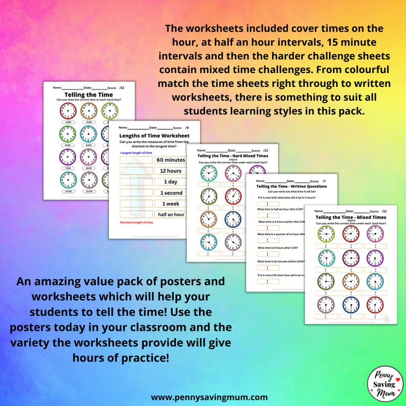 Telling the Time Worksheets, Learn to Tell Time, Digital, Analogue ...
