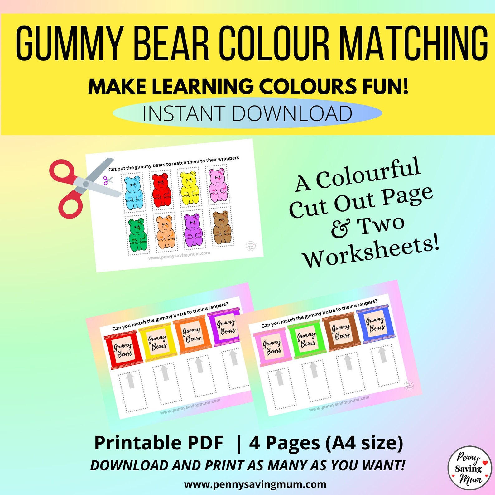 Learn Colours, Toddler Colour Matching Gummy Bear Sweets Game, Bear ...