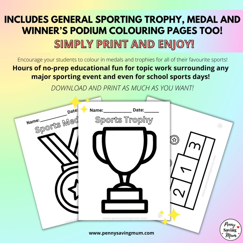 Sports Themed Colouring Pages for Kids, School Sports Day Pack, Fitness ...