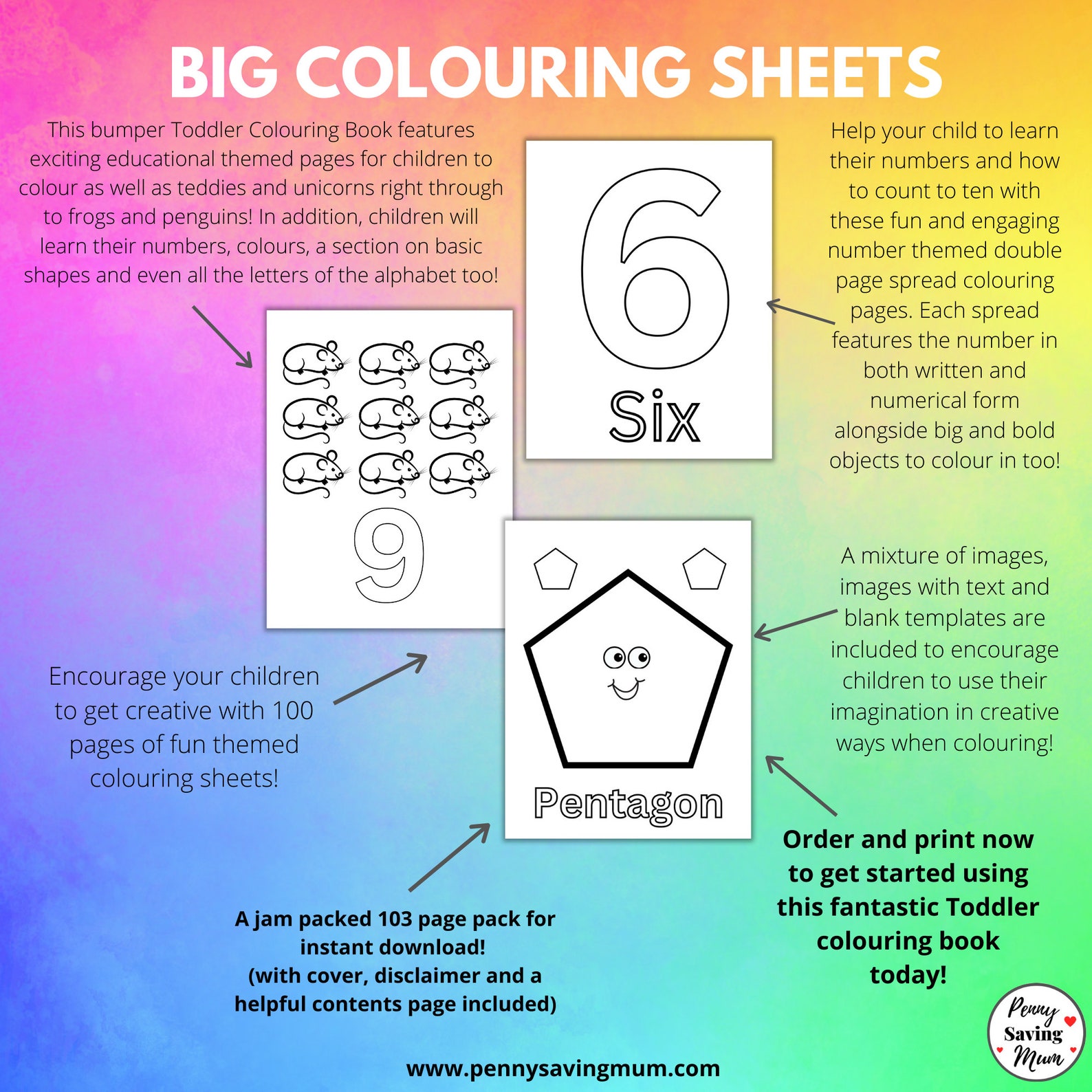 Toddler Colouring Book, Big & Bold Colouring Pages Learn Numbers ...