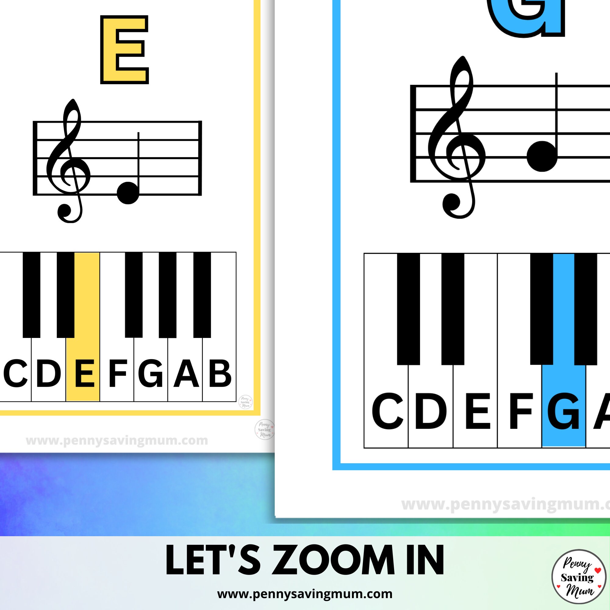 Music Theory, Musical Note Flash Cards, Treble Bass Clef, Learn Piano ...