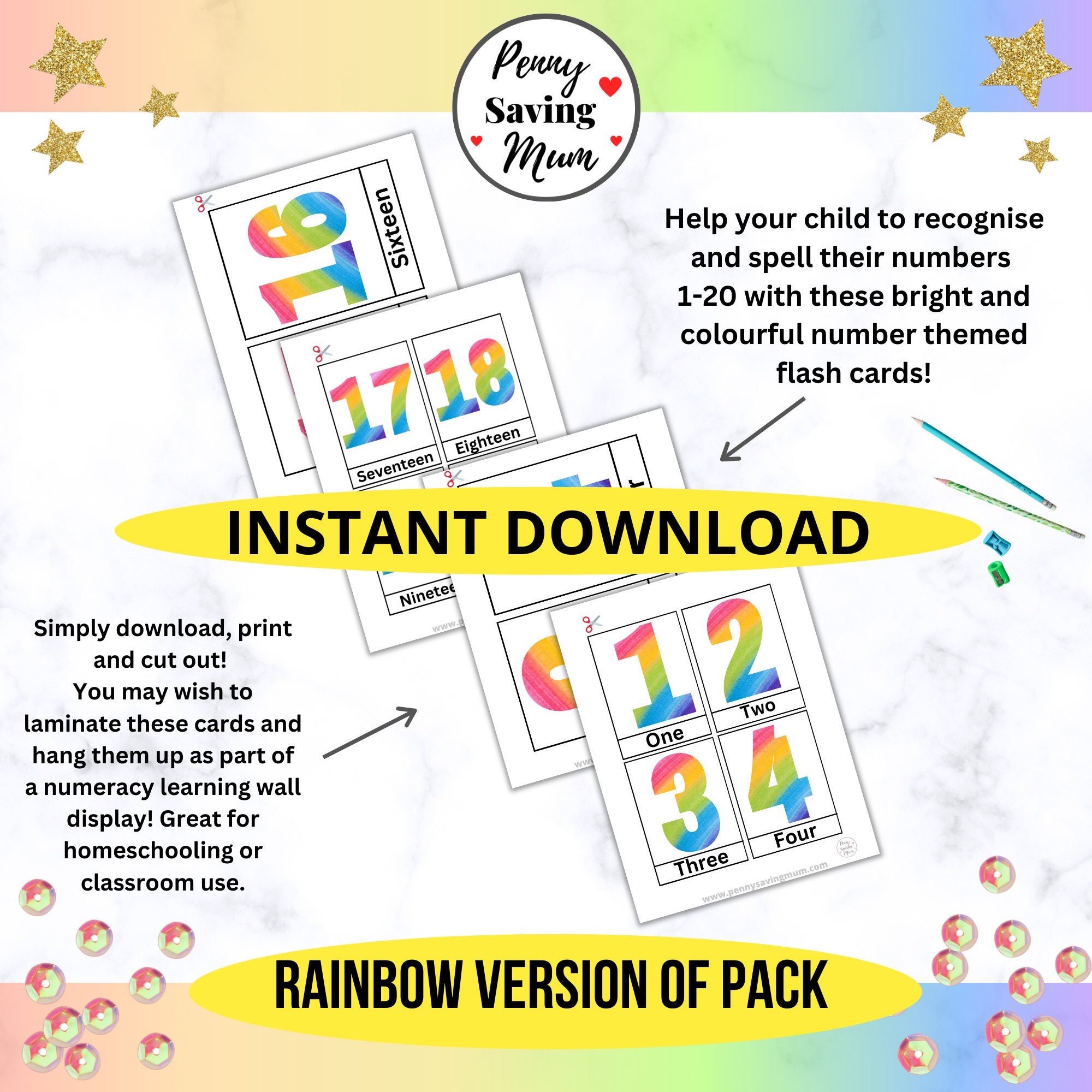 Learn Numbers 1-20, Flash Card Numbers, Learn Counting Numbers ...