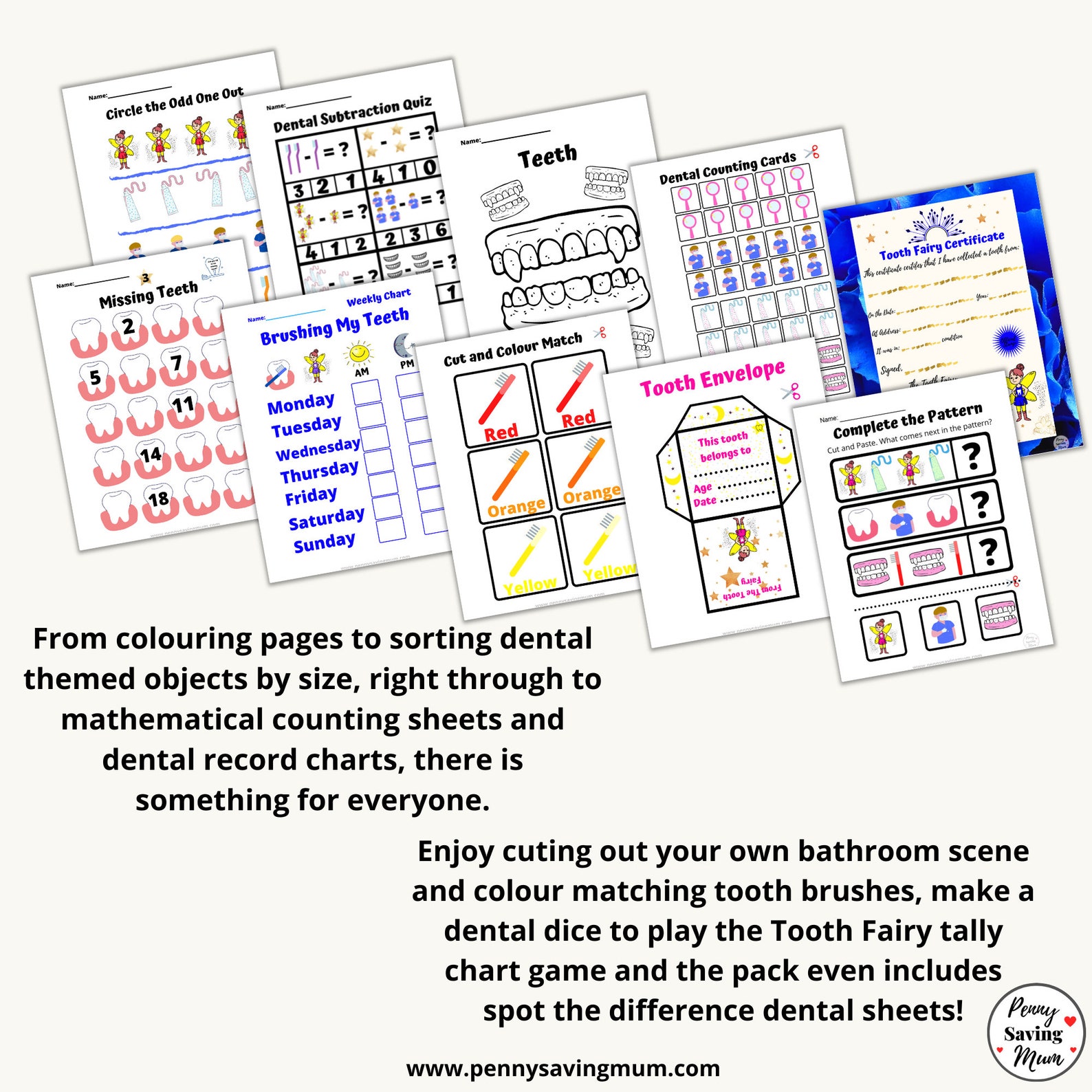 The Tooth Fairy Dental Activity Pack Printable - Etsy Canada