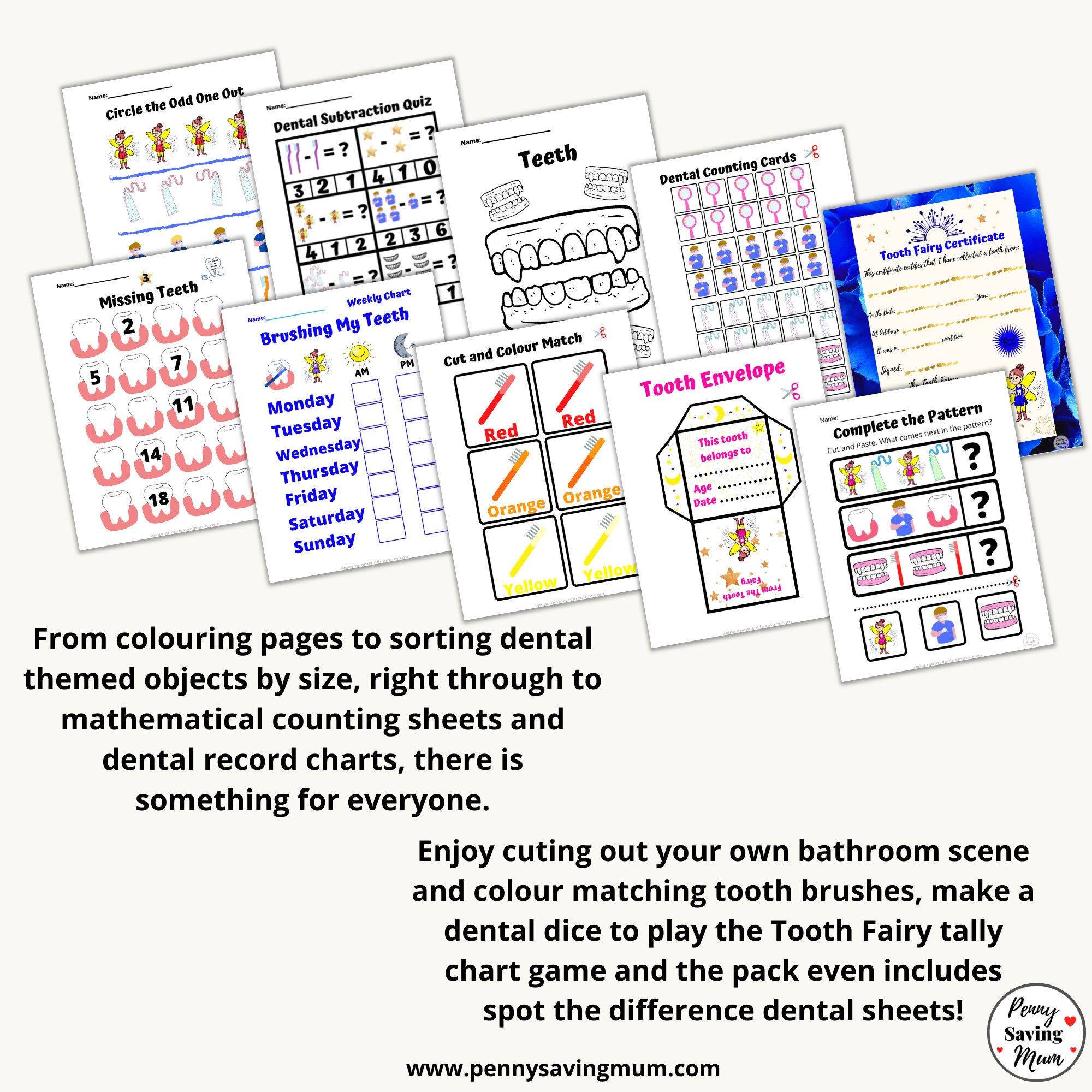 The Tooth Fairy Dental Activity Pack Printable - Etsy