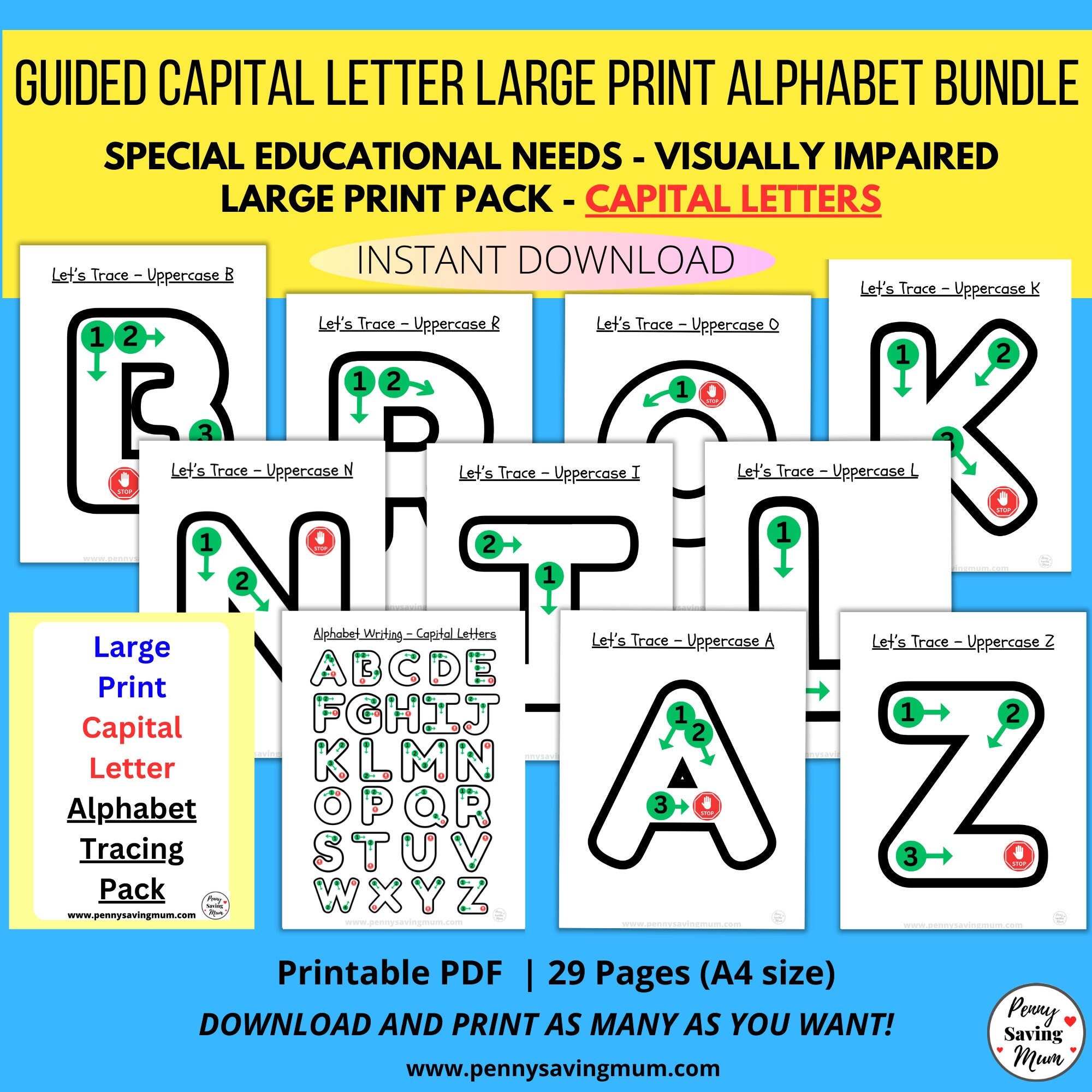 Large Print, Guided Alphabet Letter Tracing, Special Educational Needs ...
