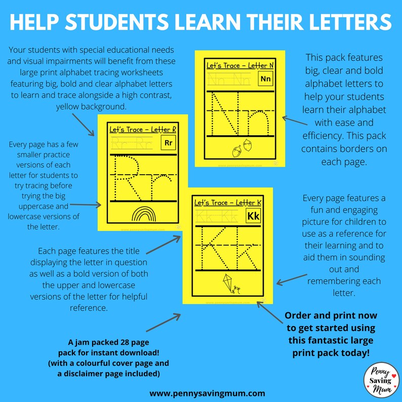Large Print, Alphabet Tracing, Special Educational Needs, Visually ...