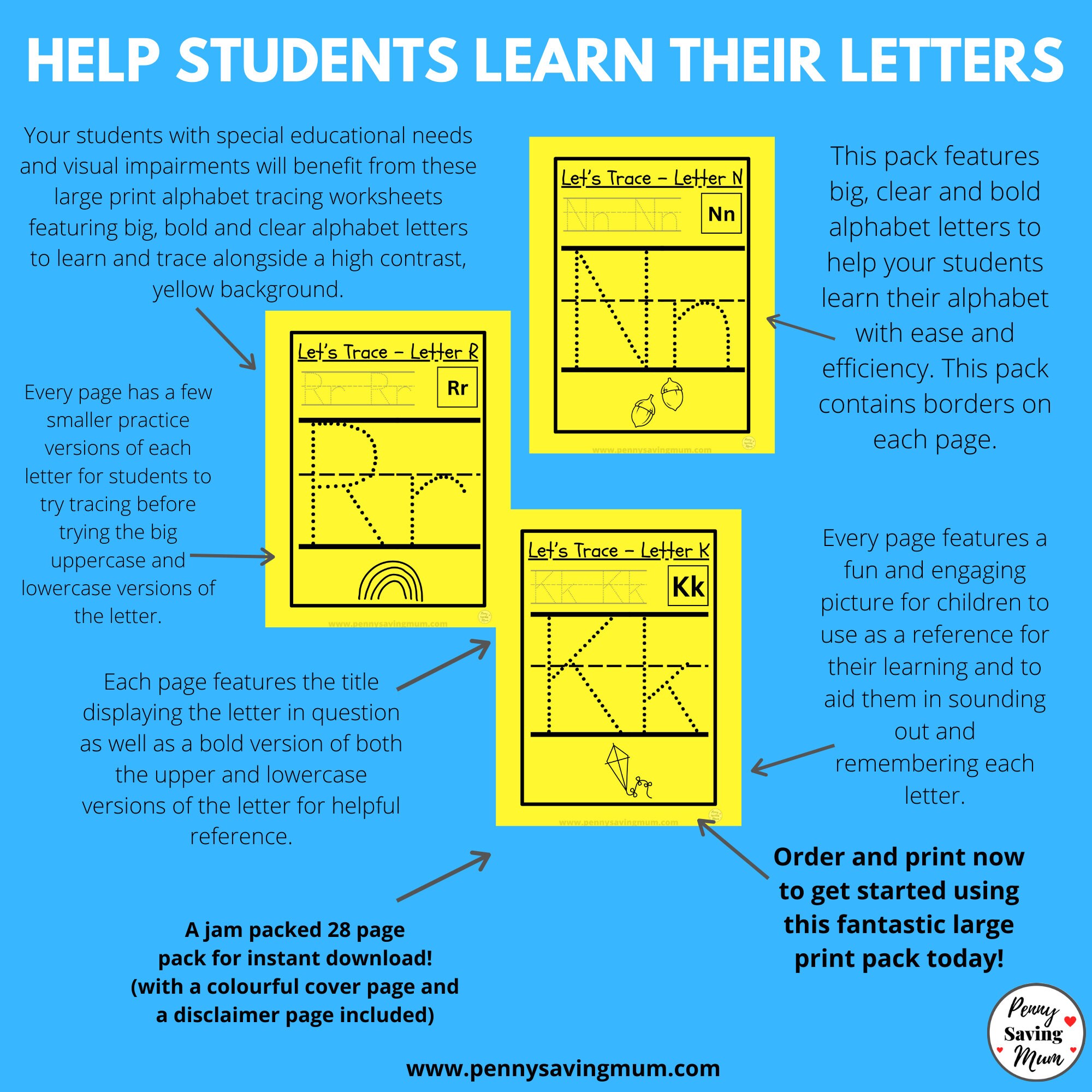 Large Print, Alphabet Tracing, Special Educational Needs, Visually ...