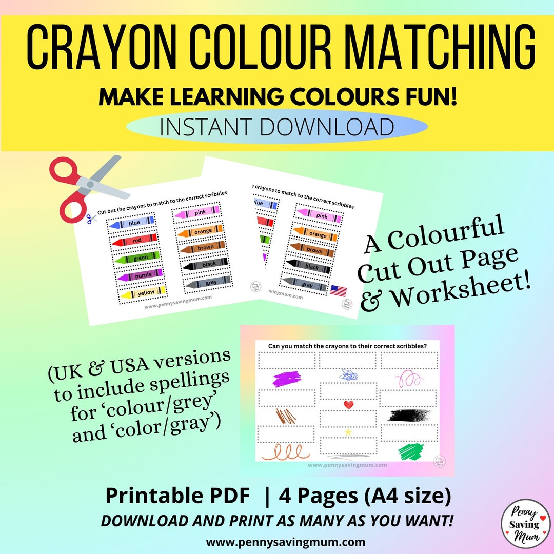 Learn Colours, Toddler Colour Matching Crayons Game, Crayon Colour ...