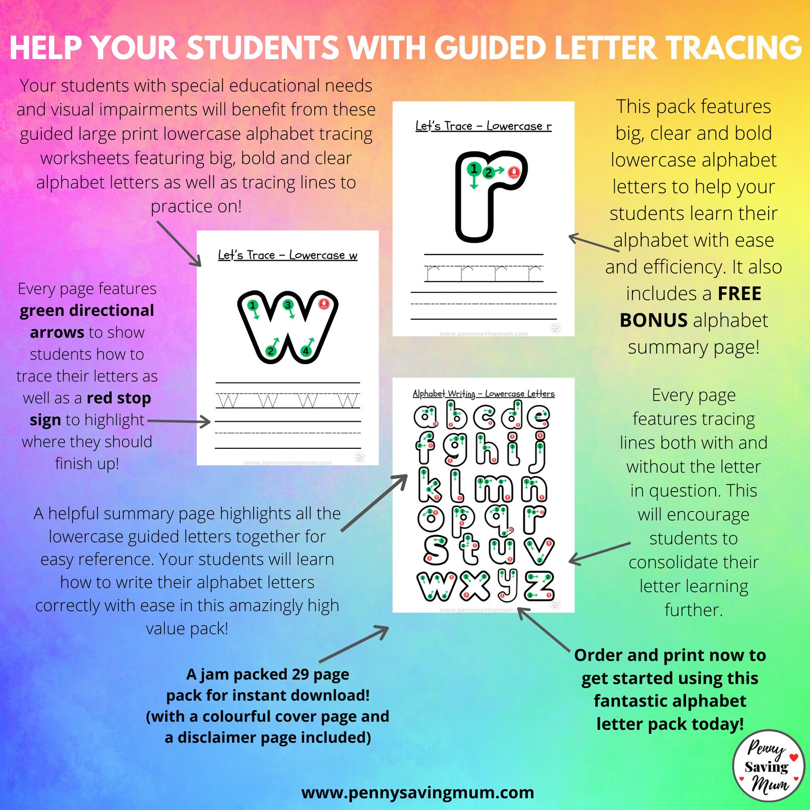 Large Print, Guided Alphabet Letter Tracing, Special Educational Needs ...