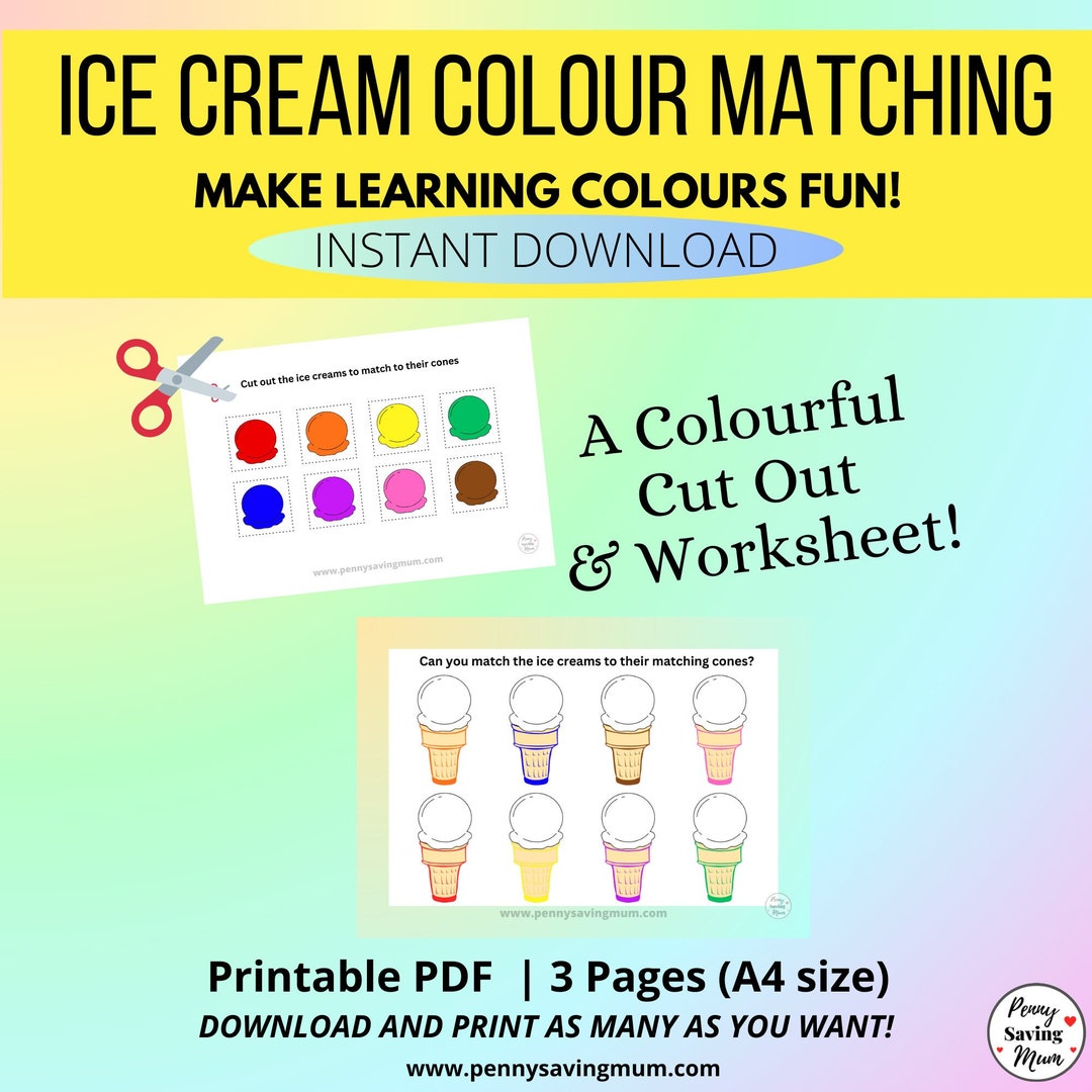 Learn Colours, Toddler Colour Matching Ice Cream Game, Ice Cream Colour ...
