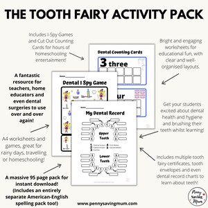 The Tooth Fairy Dental Activity Pack Printable - Etsy Canada