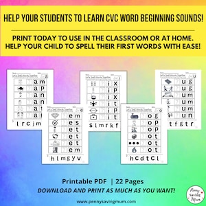 20 No-prep CVC Word, Beginning Sound Worksheets, Vocabulary, Phonics ...