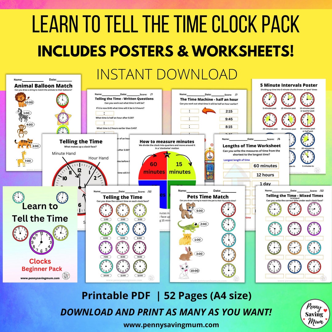 Telling the Time Worksheets, Learn to Tell Time, Digital, Analogue ...