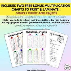 Learn Maths Multiplication Times Tables Game Fortune Teller Bundle - Etsy