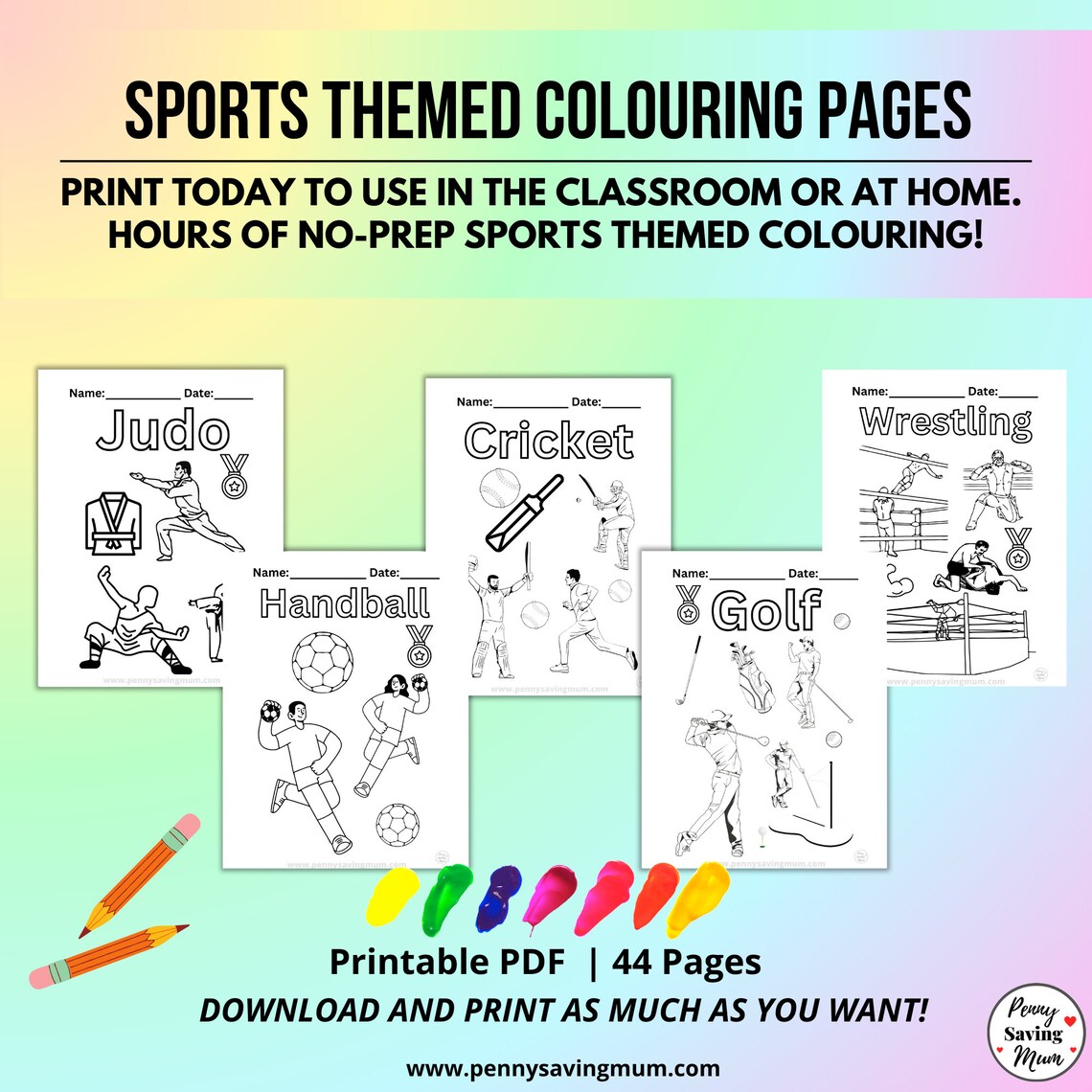 Sports Themed Colouring Pages for Kids, School Sports Day Pack, Fitness ...