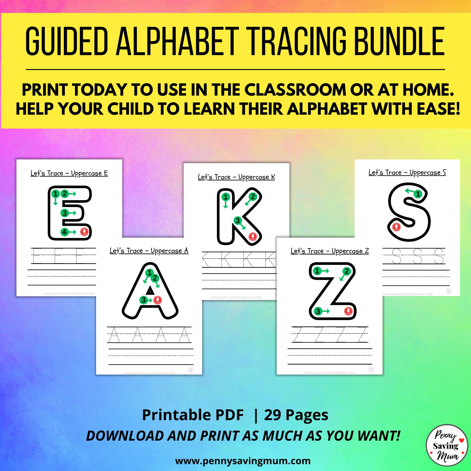 Large Print, Guided Alphabet Letter Tracing, Special Educational Needs ...
