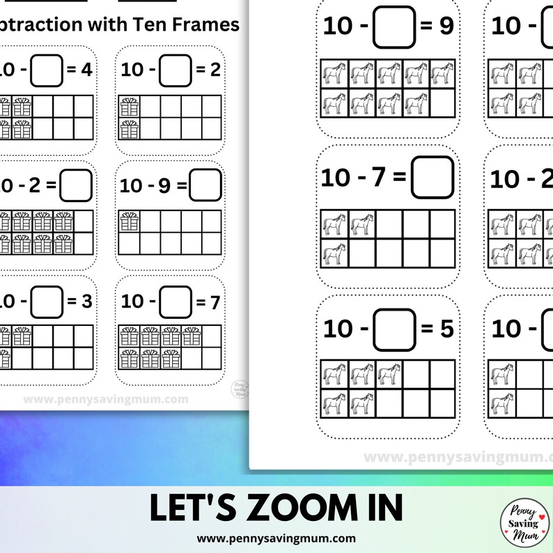 10 Maths Subtraction Year One First Grade Maths Worksheets With Ten ...