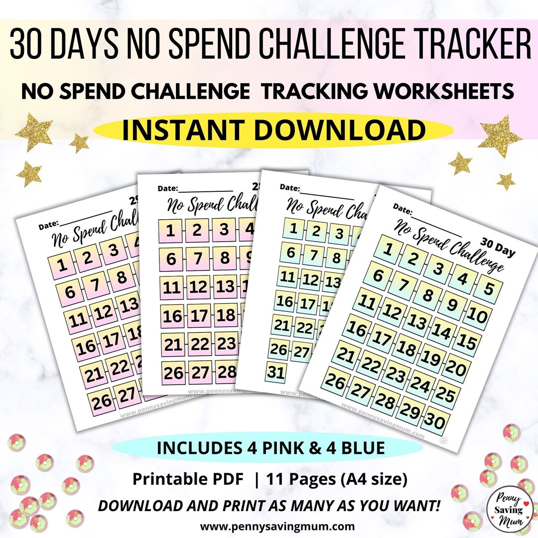 30 Day No Spend Challenge Tracker, No Spend Month, No Spend Challenge ... 30 Day No Spend Challenge Tracker, No Spend Month, No Spend Challenge ...