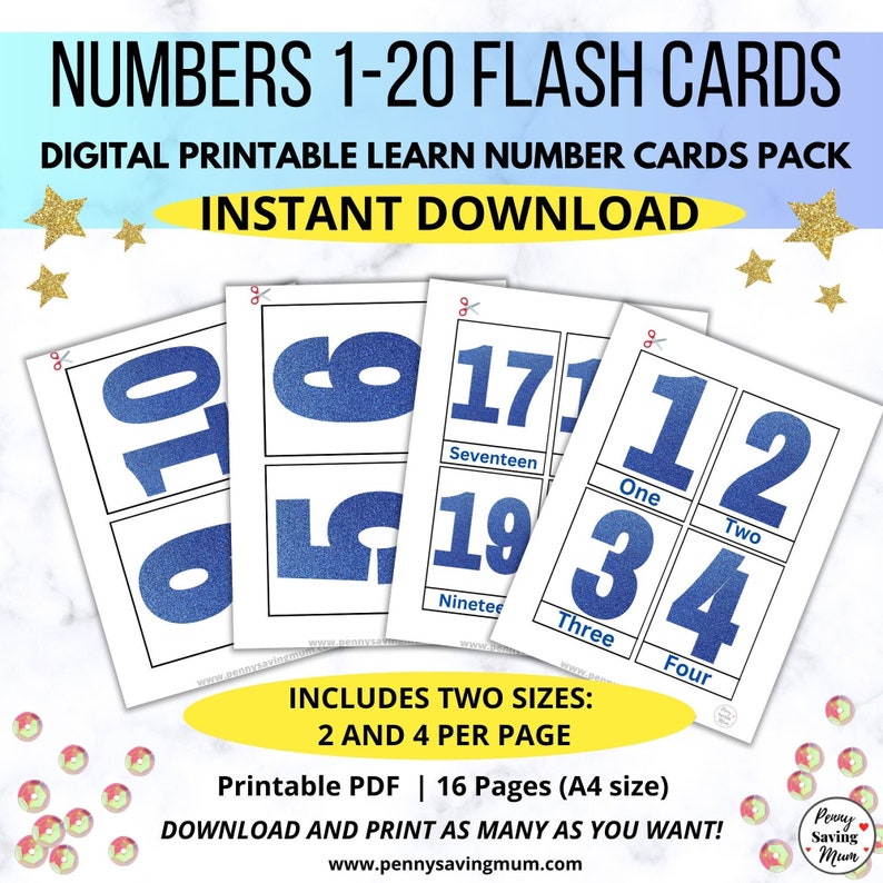 Learn Numbers 1-20, Flash Card Numbers, Learn Counting Numbers ...