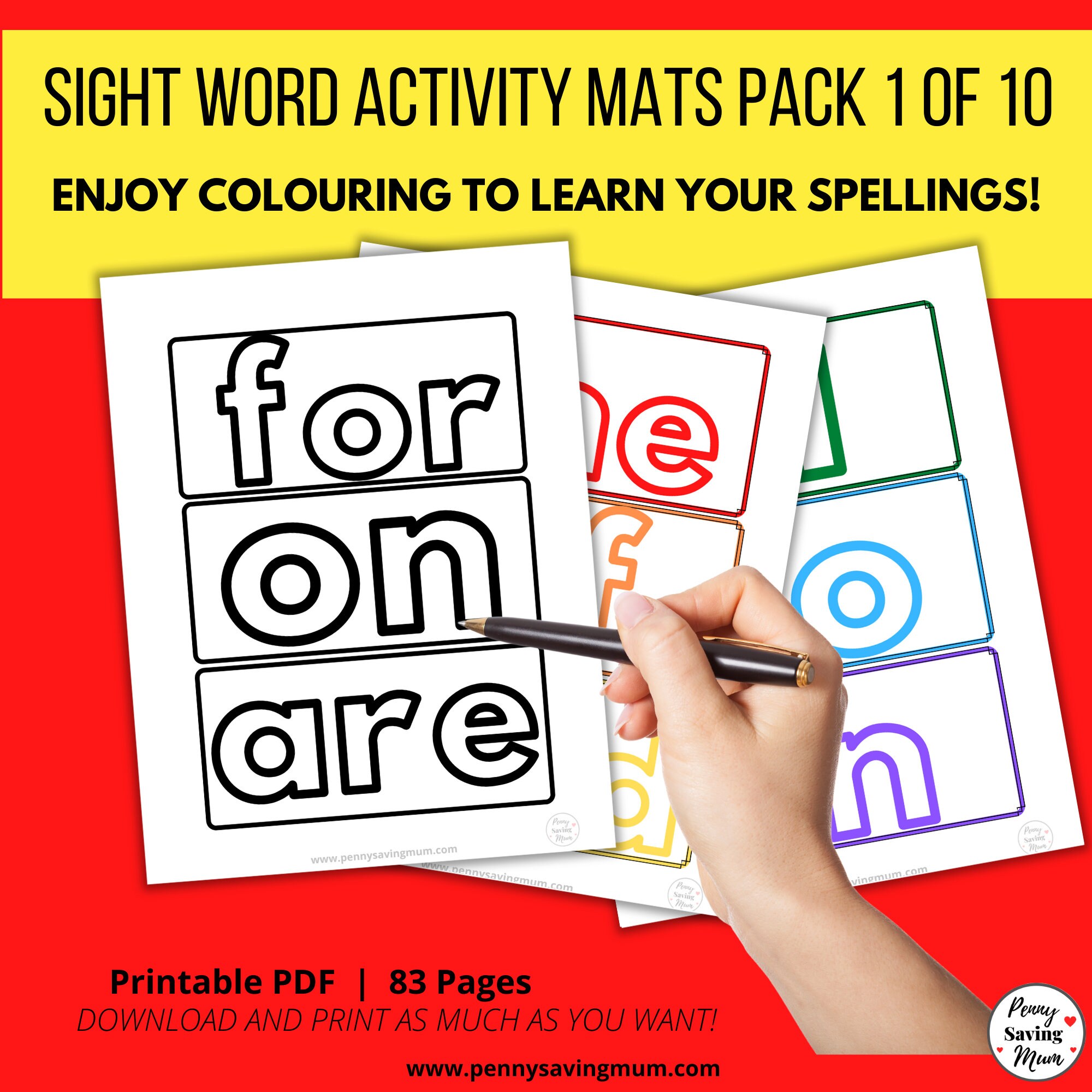 Sight Word Activity Mats Fry's First 100 Words Printable - Etsy