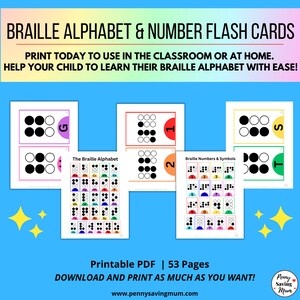 Braille Alphabet Flash Cards, Learn Braille Numbers, Special ...