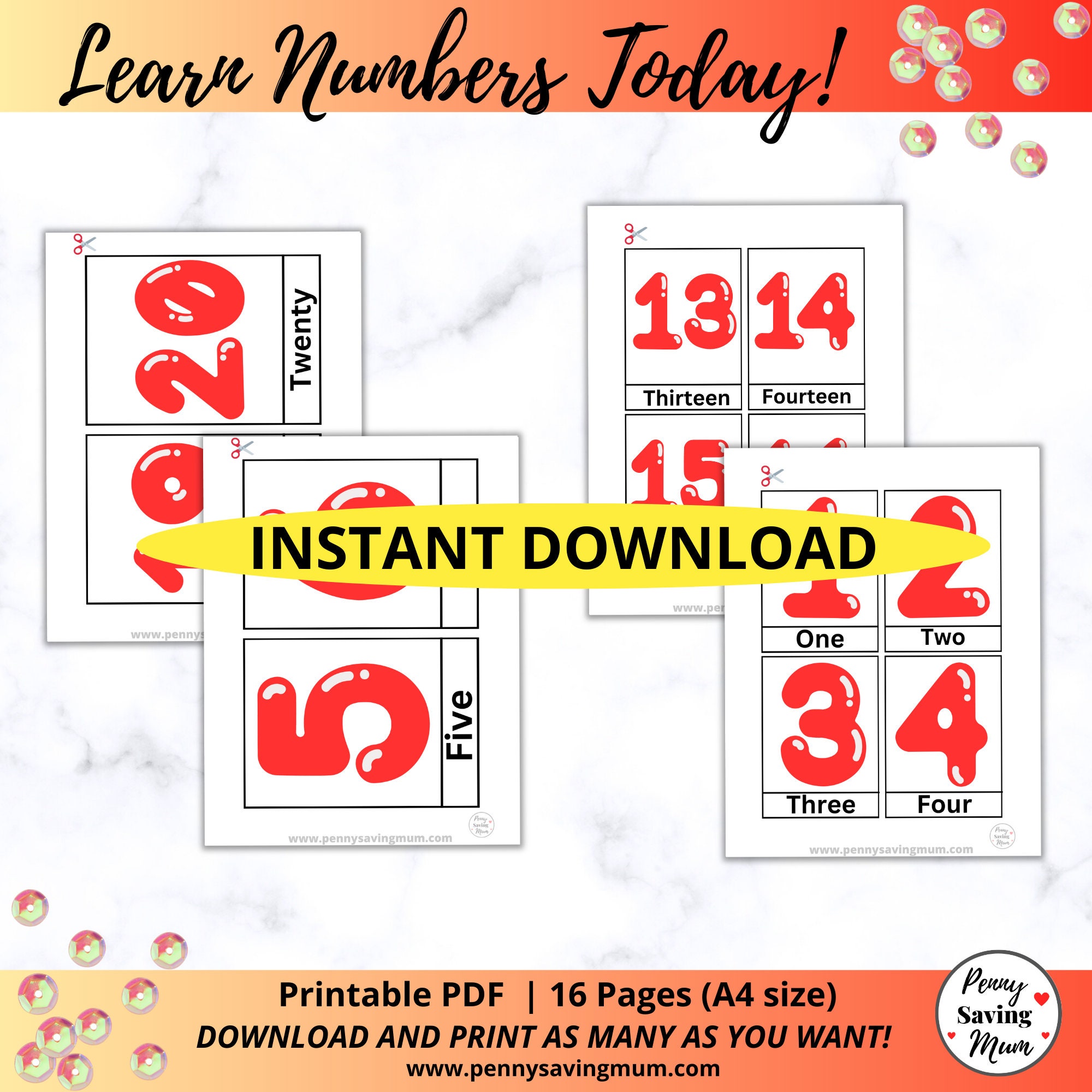 Learn Numbers 1-20, Flash Card Numbers, Learn Counting Numbers ...