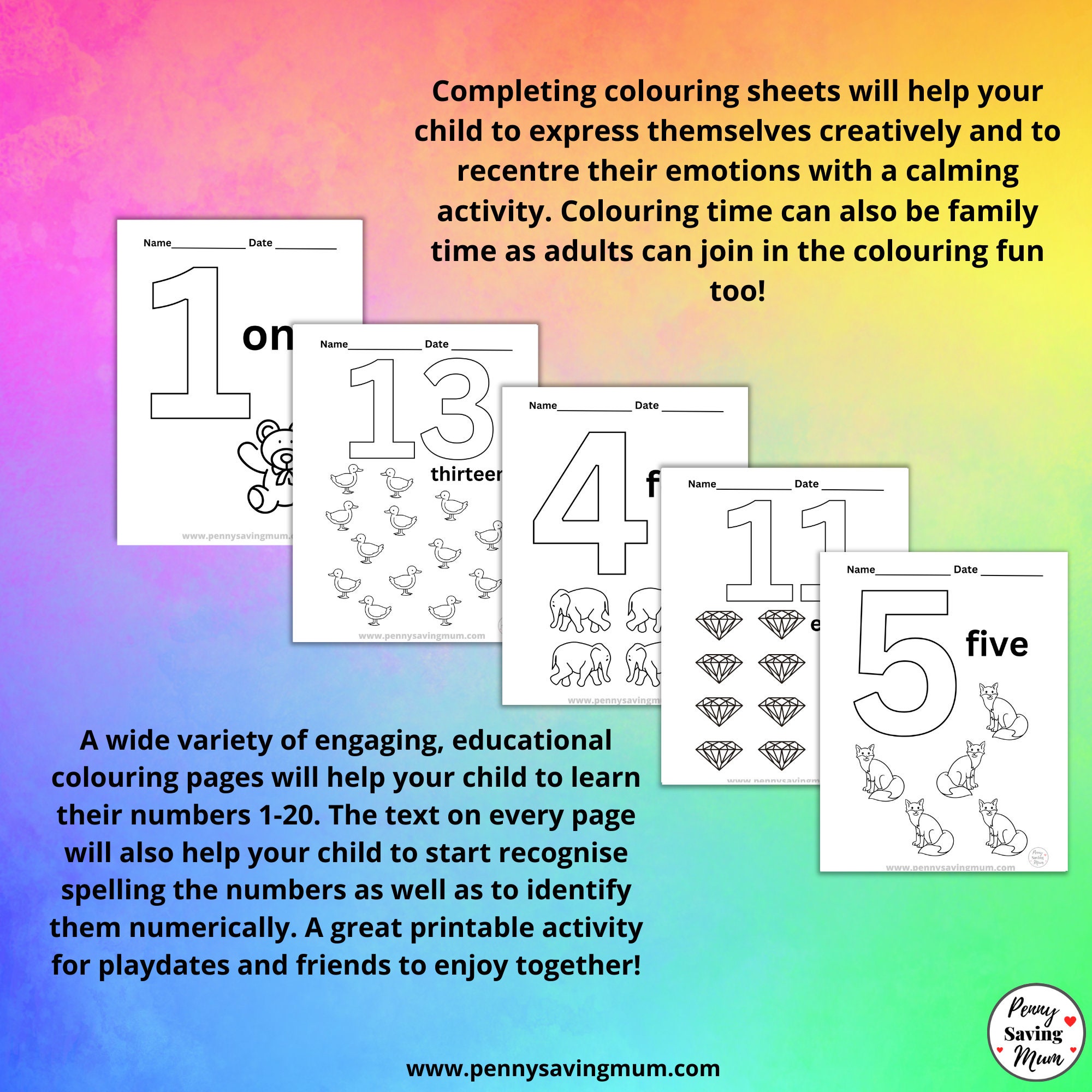 Number Colouring Worksheet Printables First Grade Year One Maths Colour ...