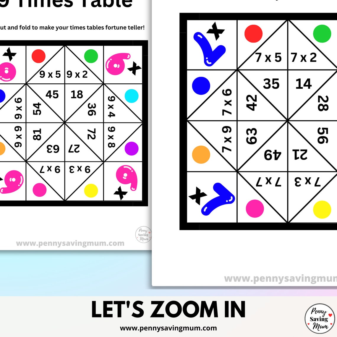 Learn Maths Multiplication Times Tables Game Fortune Teller Bundle - Etsy