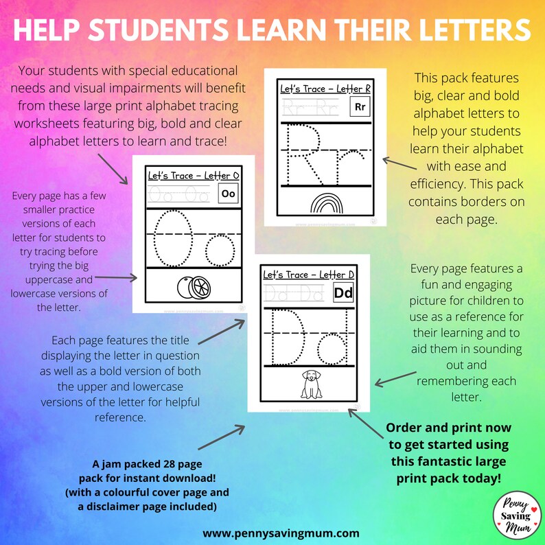 Large Print, Alphabet Tracing, Special Educational Needs, Visually ...