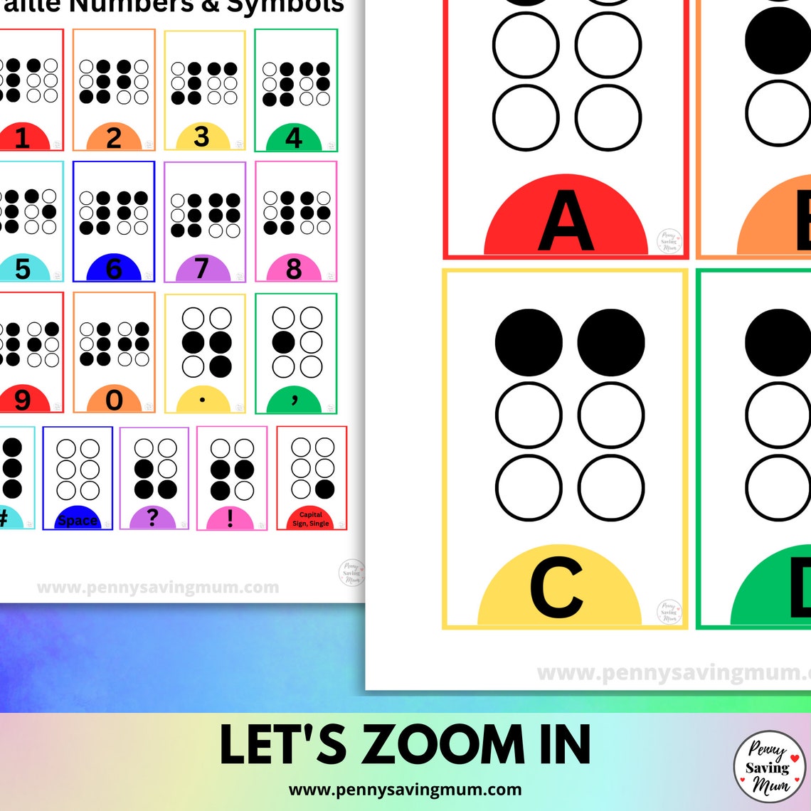 Braille Alphabet Flash Cards, Learn Braille Numbers, Special ...