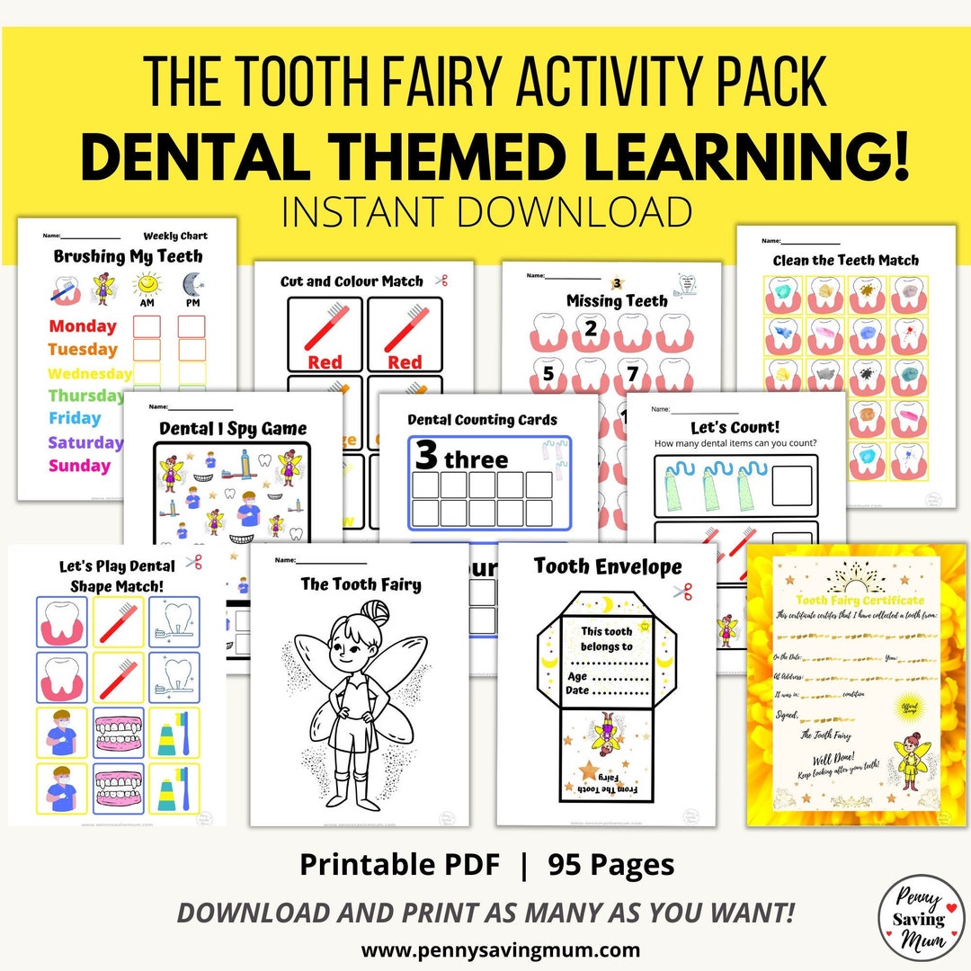 The Tooth Fairy Dental Activity Pack Printable - Etsy