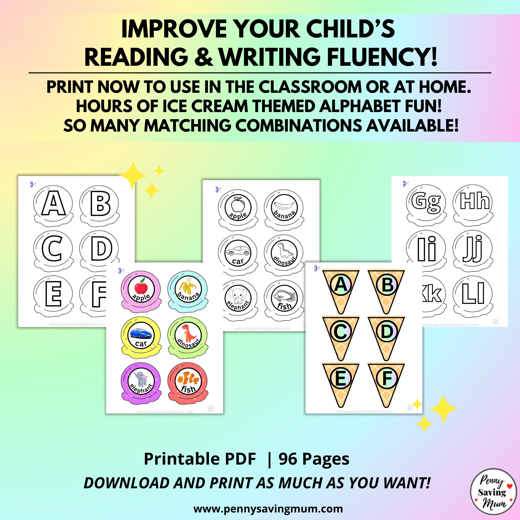Learn Alphabet Letters, Ice Cream Cones, Alphabet Matching, Summer ...