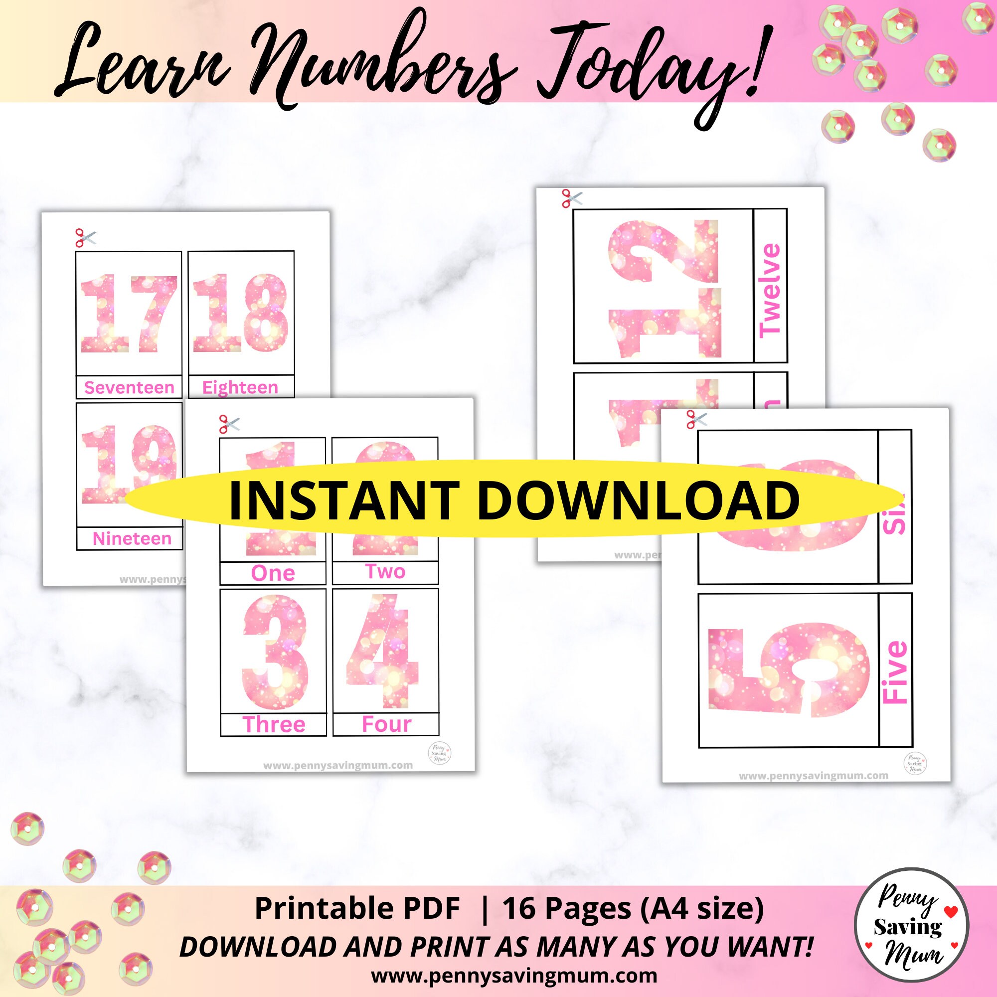 Learn Numbers 1-20, Flash Card Numbers, Learn Counting Numbers ...
