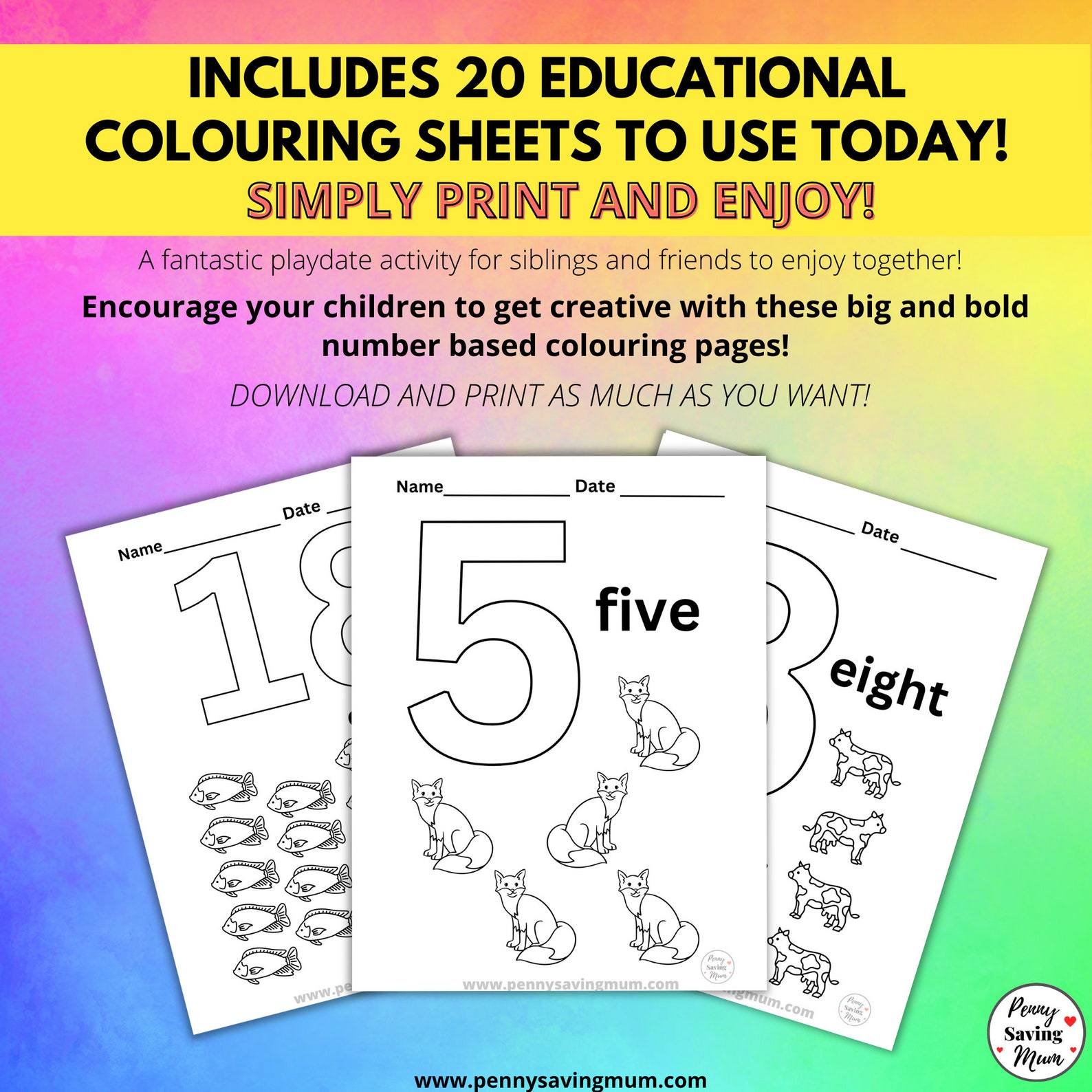 Number Colouring Worksheet Printables First Grade Year One Maths Colour ...
