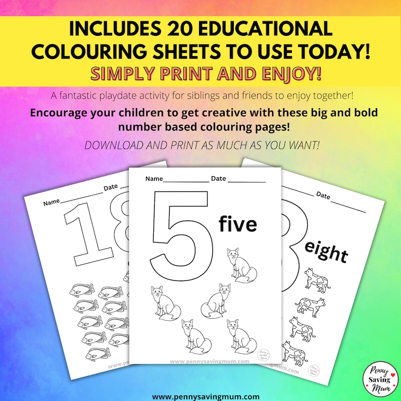 Number Colouring Worksheet Printables First Grade Year One Maths Colour ...