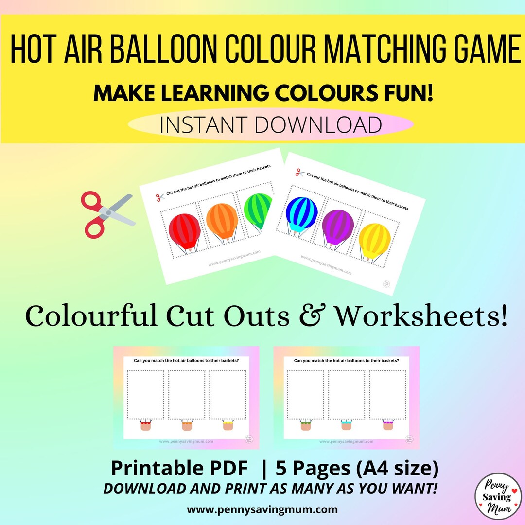 Learn Colours, Toddler Colour Matching, Hot Air Balloon, Colour Sorting ...