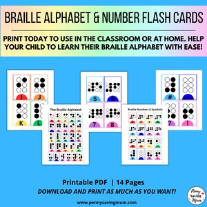 Braille Alphabet Flash Cards, Learn Braille Numbers, Special ...