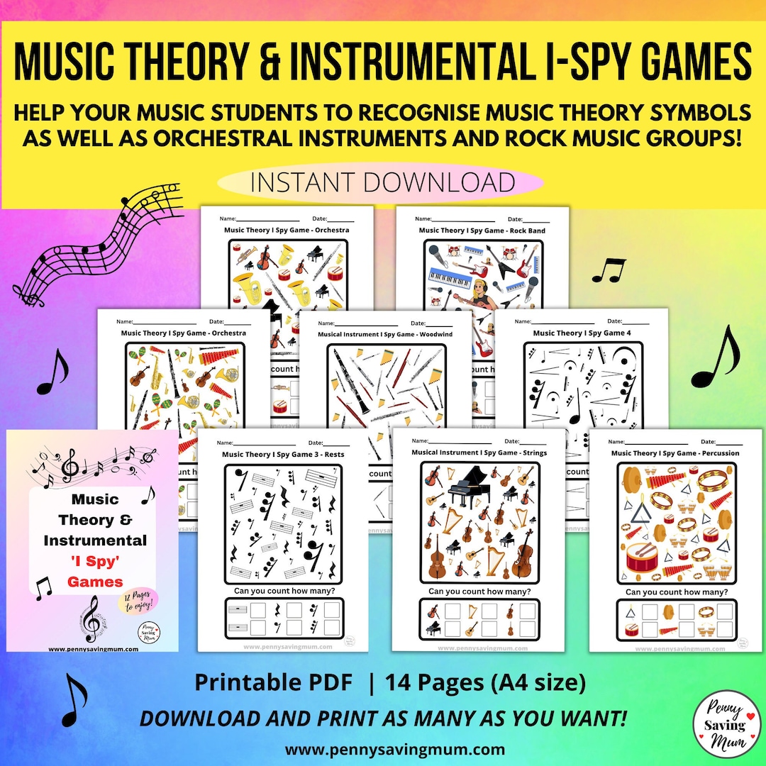 14 Music Theory and Musical Instrument I-spy Games, Learn Music Theory ...