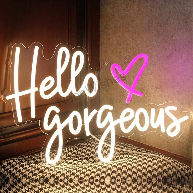 Hello Gorgeous Neon Sign Wall Decor Wedding Neon Sign Salon Neon Decor ...