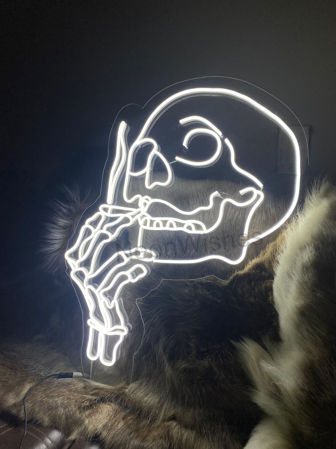 Smoking Skull Neon Sign Bar Neon Sign Game Room Neon Sign Halloween ...