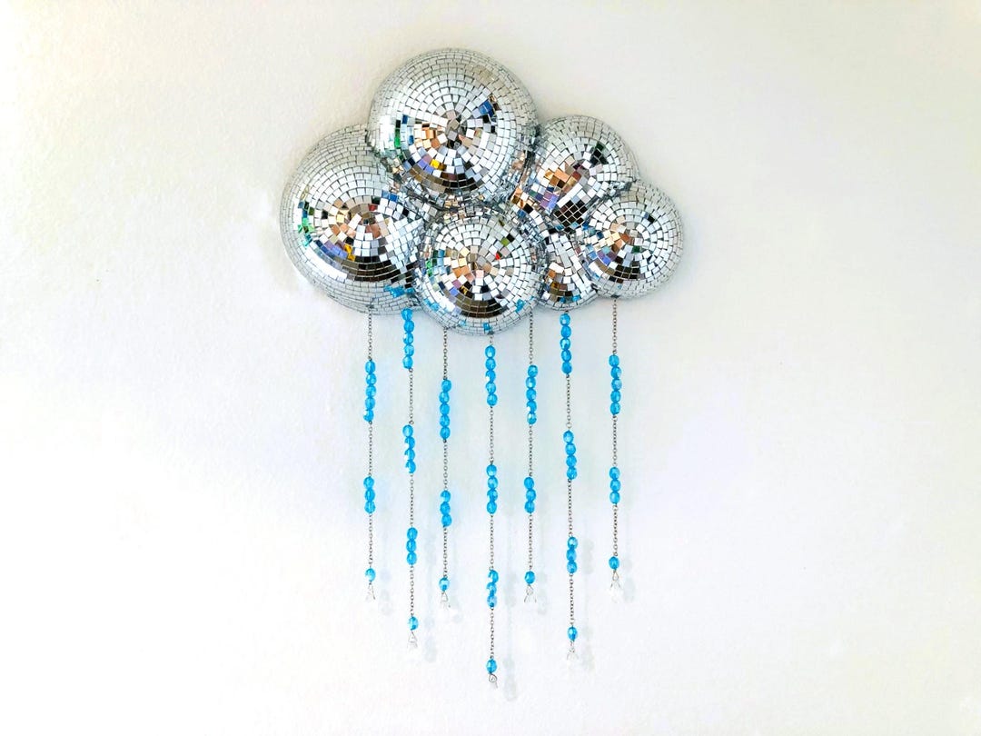 Disco Rain Cloud | Beaded Mirror Wall Hanging | Funky Maximalist Pop ...