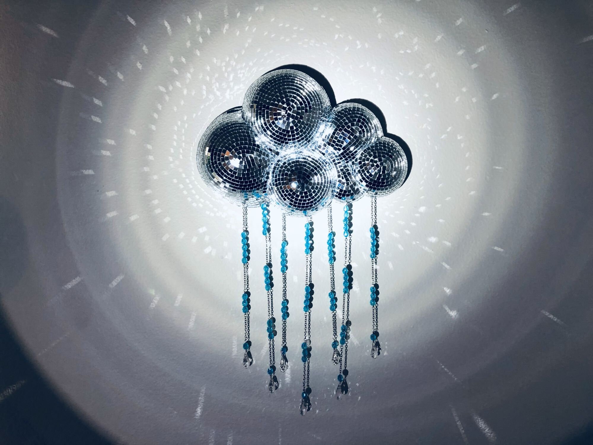 Disco Rain Cloud | Beaded Mirror Wall Hanging | Funky Maximalist Pop ...