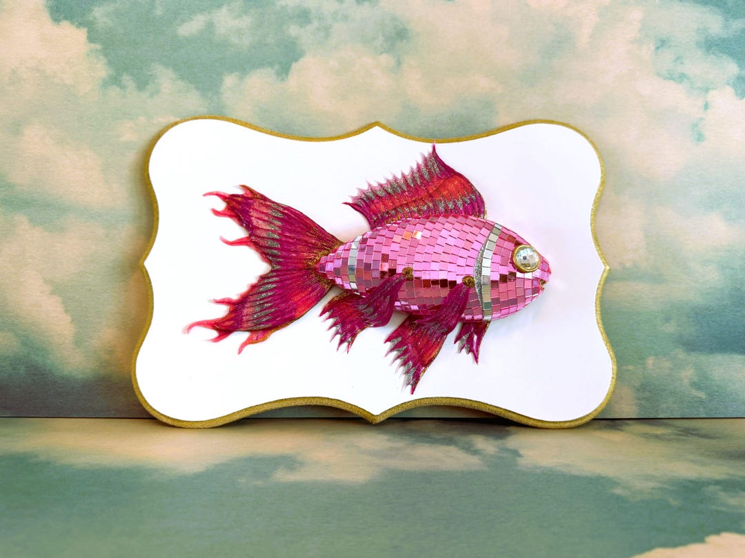 Pink Disco Betta Fish Wall Art: Mirror Mosaic Decor - Etsy