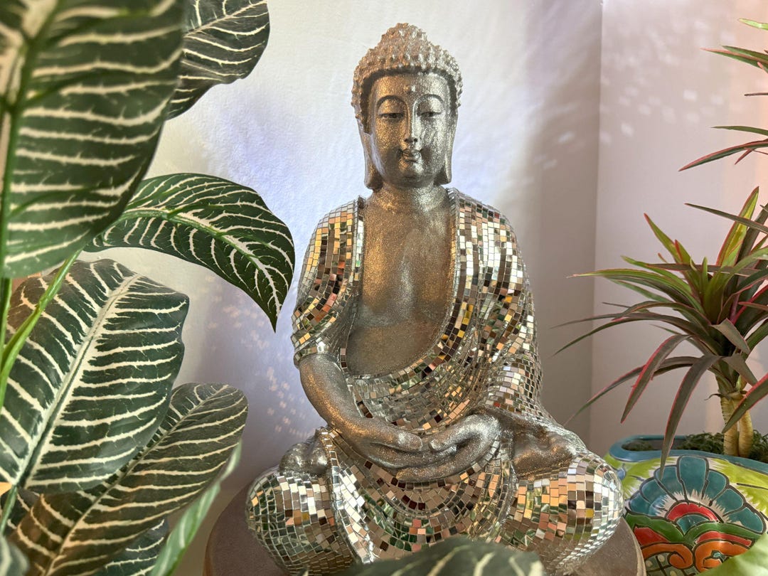 Disco Sitting Buddha Statue | Spiritual Mirror Ball | Funky Maximalist ...