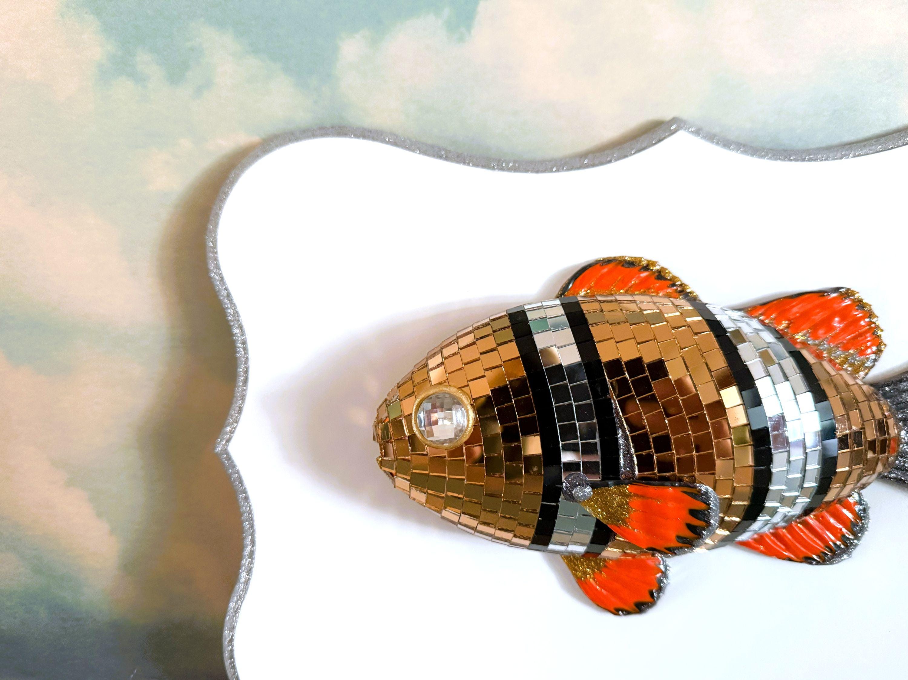 Disco Mounted Fish | Mirror Ball Clownfish | Funky Maximalist Art ...