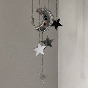 Celestial Disco Mobile | Mirror Moon and Star | Spinning Disco ...